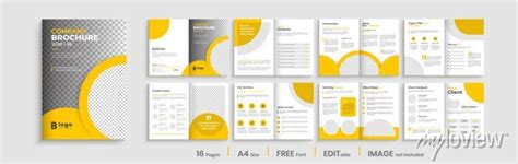Professional Brochure Template Layout Design Yellow Minimal • Wall Stickers Minimalist