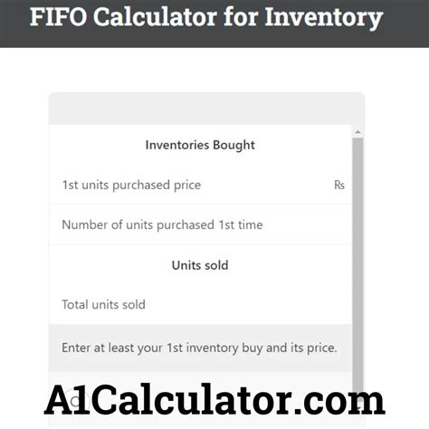 Fifo Calculator For Inventory A1calculator