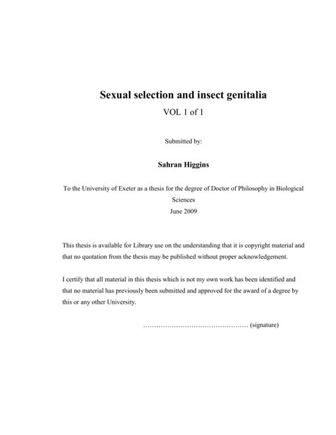 Sexual Selection And Insect Genitalia