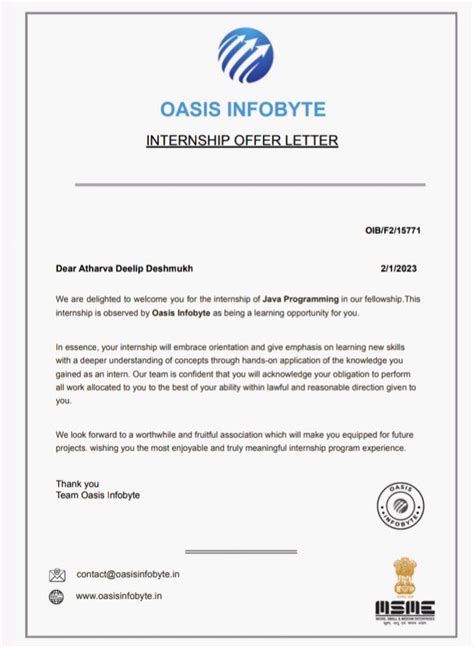 Atharva Deshmukh On Linkedin Oasisinfobyte Internship