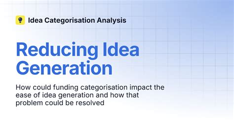 Reducing Idea Generation Idea Categorisation Analysis