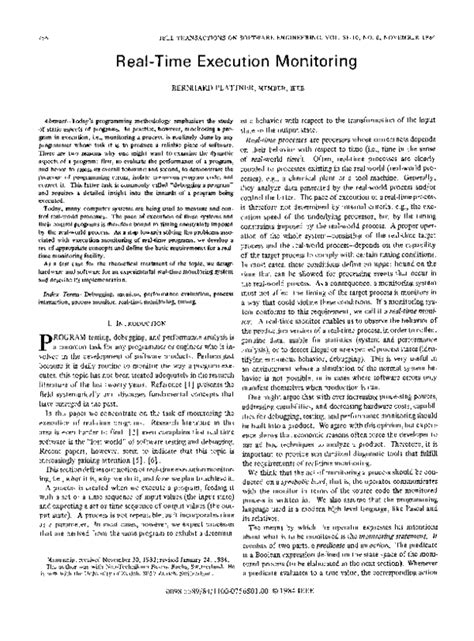 Pdf Real Time Execution Monitoring