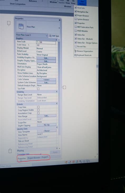 Properties Window And Project Browser Window In Same Tab Autodesk