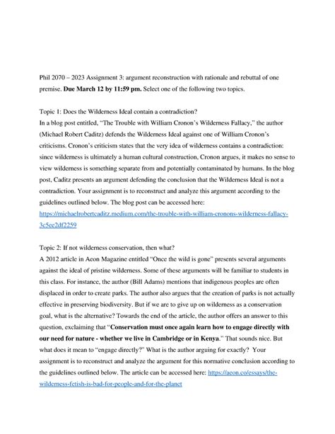 Assignment 3 Argument Reconstruction Phil 2070 2023 Assignment 3