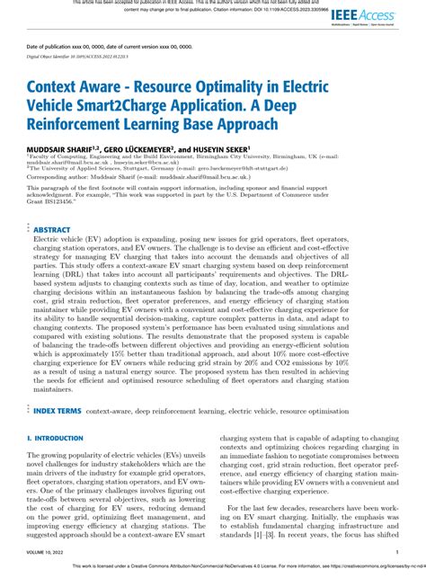 pdf context aware resource optimality in electric vehicle