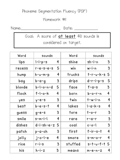 Phoneme Segmentation Practice Pdf