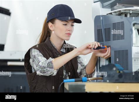 Woman Fixing Printer Hi Res Stock Photography And Images Alamy