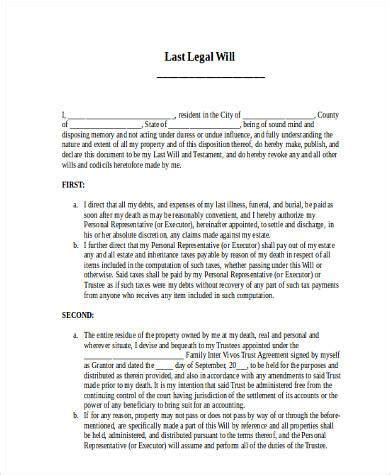 Free 7 Sample Legal Will Forms In Pdf Ms Word