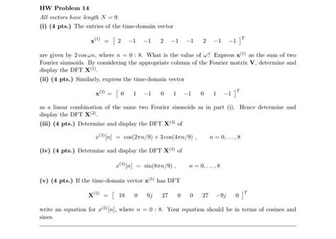 Solved HW Problem All Vectors Have Length N I Chegg Com