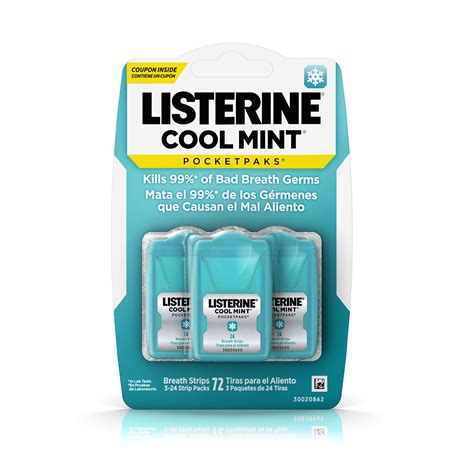 Listerine Cool Mint Pocketpaks Breath Strips Kills Bad Breath Germs 24 Strip Pack 3 Pack Buy