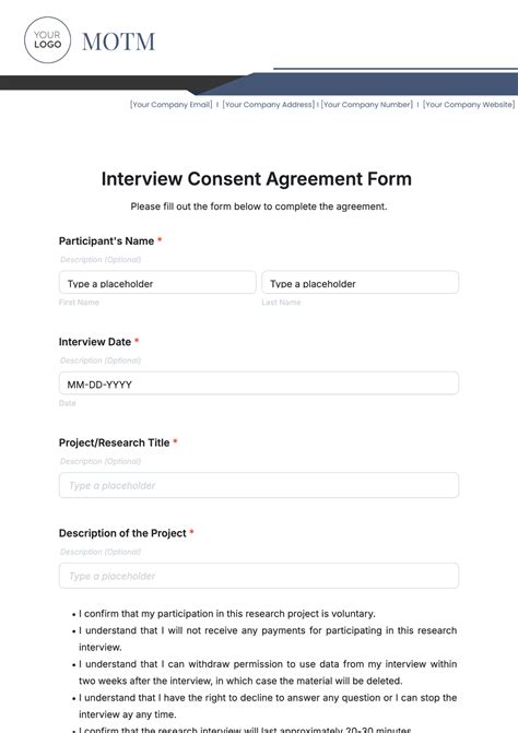 Free Interview Consent Agreement Form Template To Edit Online