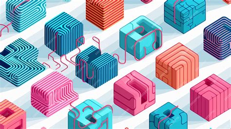 Abstract Geometric Lines Seamless Patterns Set In 3d Premium Ai Generated Vector