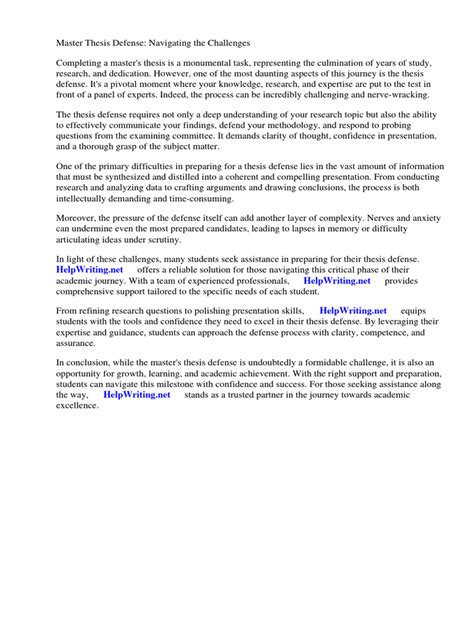 Master Thesis Defense Pdf Thesis Expert