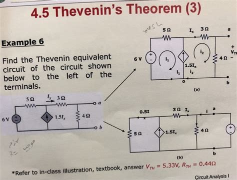 Solved 4 5 Thevenins Theorem 3 Ix 30 Example 6 Find The