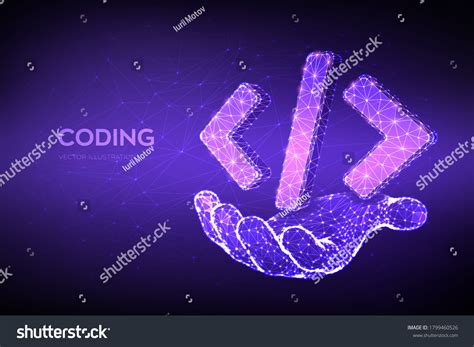 Programming Code Icon 3d Low Polygonal Stock Vector Royalty Free 1799460526 Shutterstock