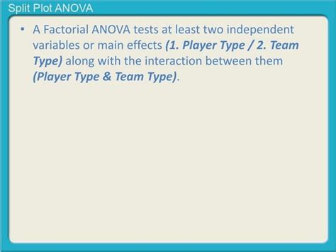 What Is A Split Plot Anova Pptx