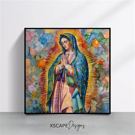 Lady Guadalupe Wall Art Print Virgin Mary Poster Square Print