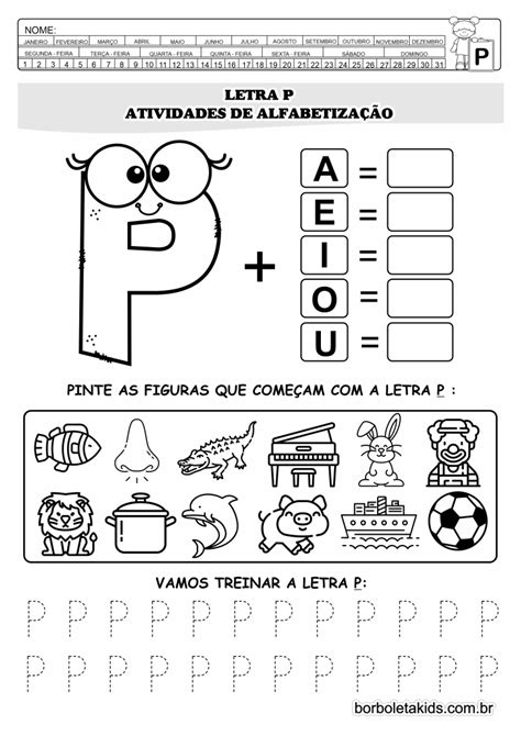 Letra P Atividades De Alfabetização 10