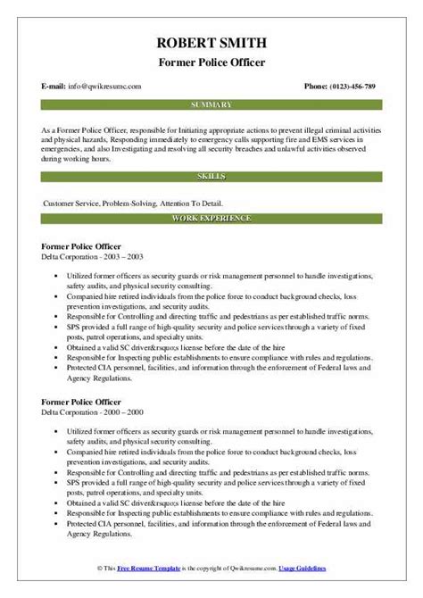 10 Former Police Officer Resume Samples And Templates For 2025