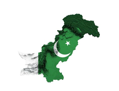 Pakistan Map Pakistani Flag Shaded Relief Color Height Map 3d