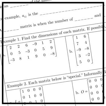 Matrices Operations Equations Systems Unit Notes By Fun With Saxon