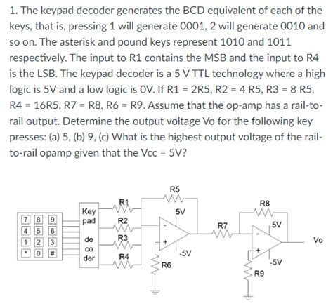 Solved 1 The Keypad Decoder Generates The Bcd Equivalent Of