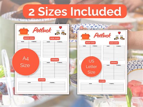 Potluck Sign Up Sheet Printable Potluck Party Sign Up Form Potluck