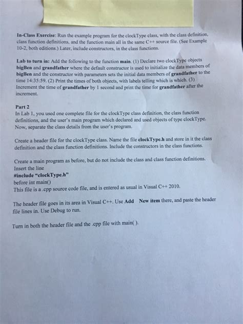 Solved In Class Exercise Run The Example Program For The