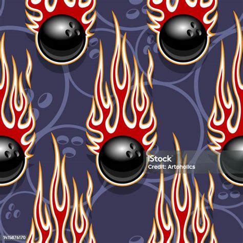 볼링공과 부족 화재 불꽃 원활한 패턴 벡터 그래픽 벽지 및 포장지 디자인 개념에 대한 스톡 벡터 아트 및 기타 이미지 개념 개념과 주제 구 Istock