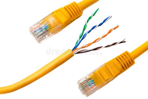 An Ethernet Wire Cable And Yellow Patch Cord With Twisted Pair Stock Image Image Of Electronic