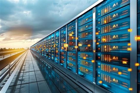 modern server farm with ai technology featuring advanced data