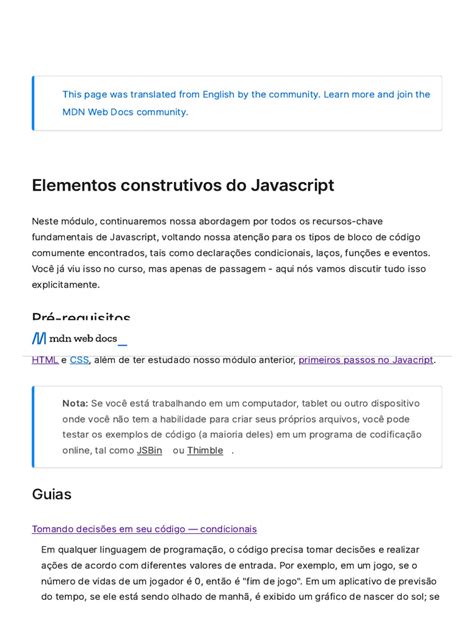 1 Elementos Construtivos Do Javascript Pdf
