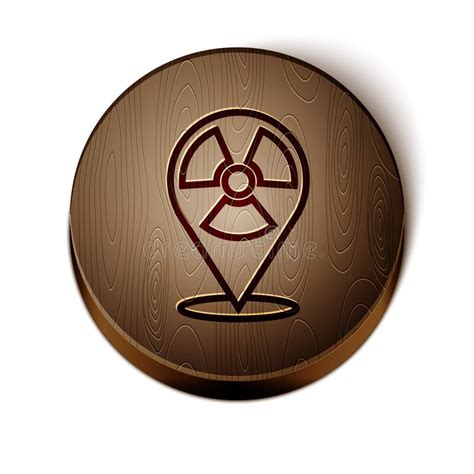 Brown Line Radioactive In Location Icon Isolated On White Background