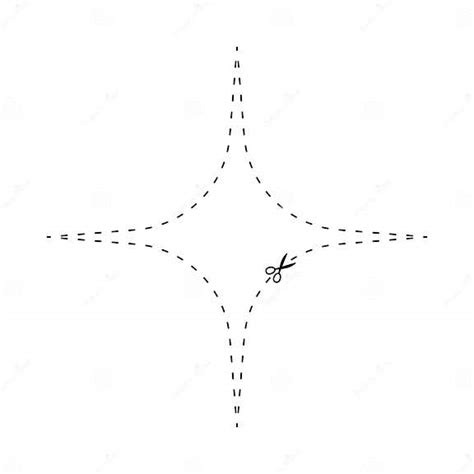 scissors on dashed line star shape dash line and scissors dash