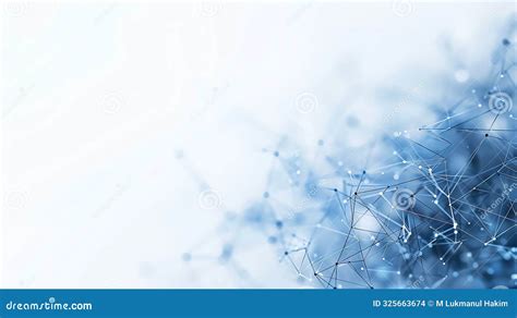 Abstract Blue Network Connection Dots And Lines On White Background Technology Science