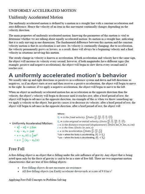 Uniformly Accelerated Motion Pdf Acceleration Velocity