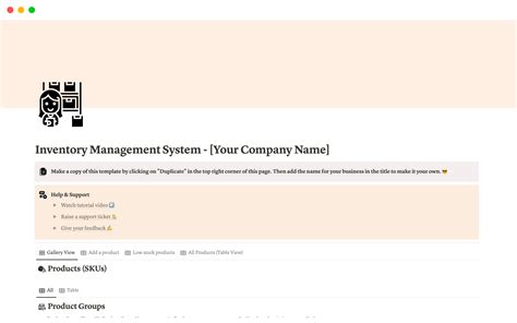 Inventory Management System Your Company Name Template By Chirag Jain Notion Marketplace