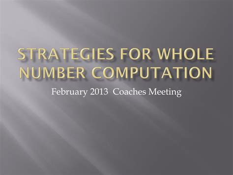ppt strategies for whole number computation powerpoint presentation