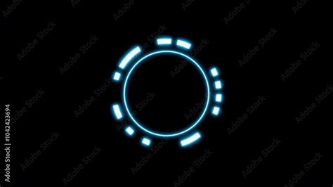 Target Hud Element Blue Neon Strokes And Rings Pulsating Seamless Loop 3d Render Display