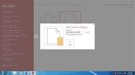 uci churriyah membuat tabel dan query pada microsoft office access