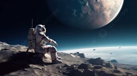 달 표면에 앉아 있는 우주 비행사의 3d 렌더링 우주인 우주 비행사 귀여운 공간 배경 일러스트 및 사진 무료 다운로드 Pngtree