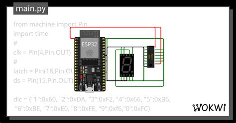 74hc595位移寄存器七位数码管0~9 Wokwi Esp32 Stm32 Arduino Simulator