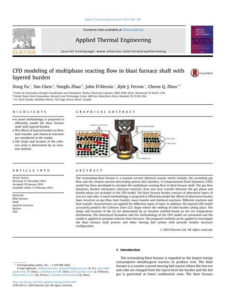 Pdf Cfd Modeling Of Multiphase Reacting Flow In Blast Furnace Shaft With Layered Burden