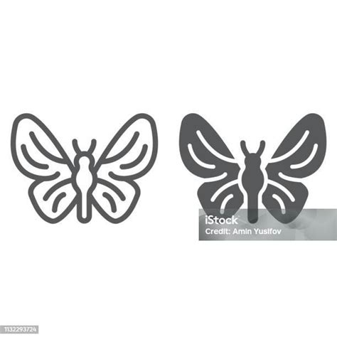 나비 라인과 글리프 아이콘 자연 및 비행 곤충 기호 벡터 그래픽 흰색 바탕에 선형 패턴 10에 대한 스톡 벡터 아트 및 기타 이미지 Istock