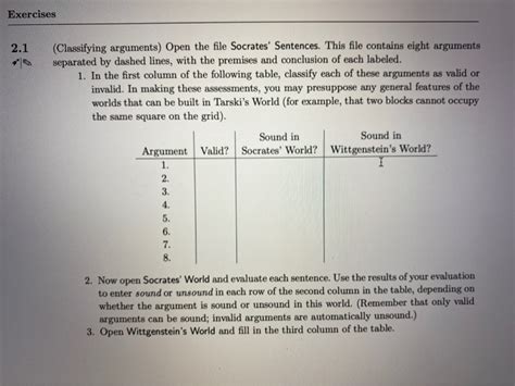 Exercises Classifying Arguments Open The File Chegg