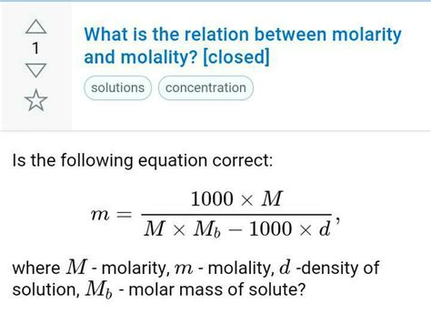 Relation Between Molarity And Molality Edurev Neet Question