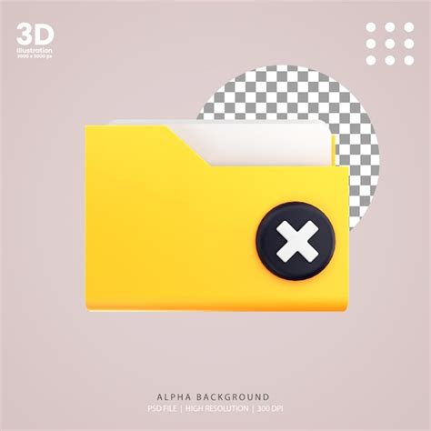 Premium Psd 3d Render Remove Folder Illustration
