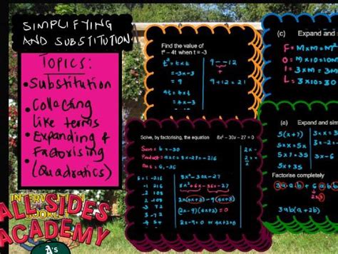 Substitution And Simplifying Intervention Booklet Solutions Teaching