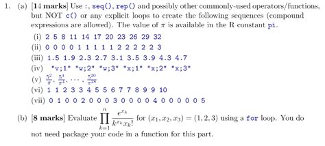 Solved 1 A 14 Marks Use Seq Rep And Possibly