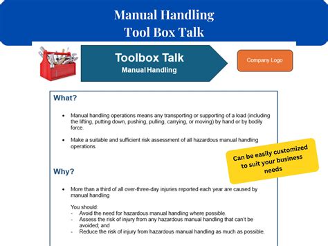 Essential Manual Handling Toolbox Talk Template In Word Manual Handling Tbt Template Tool